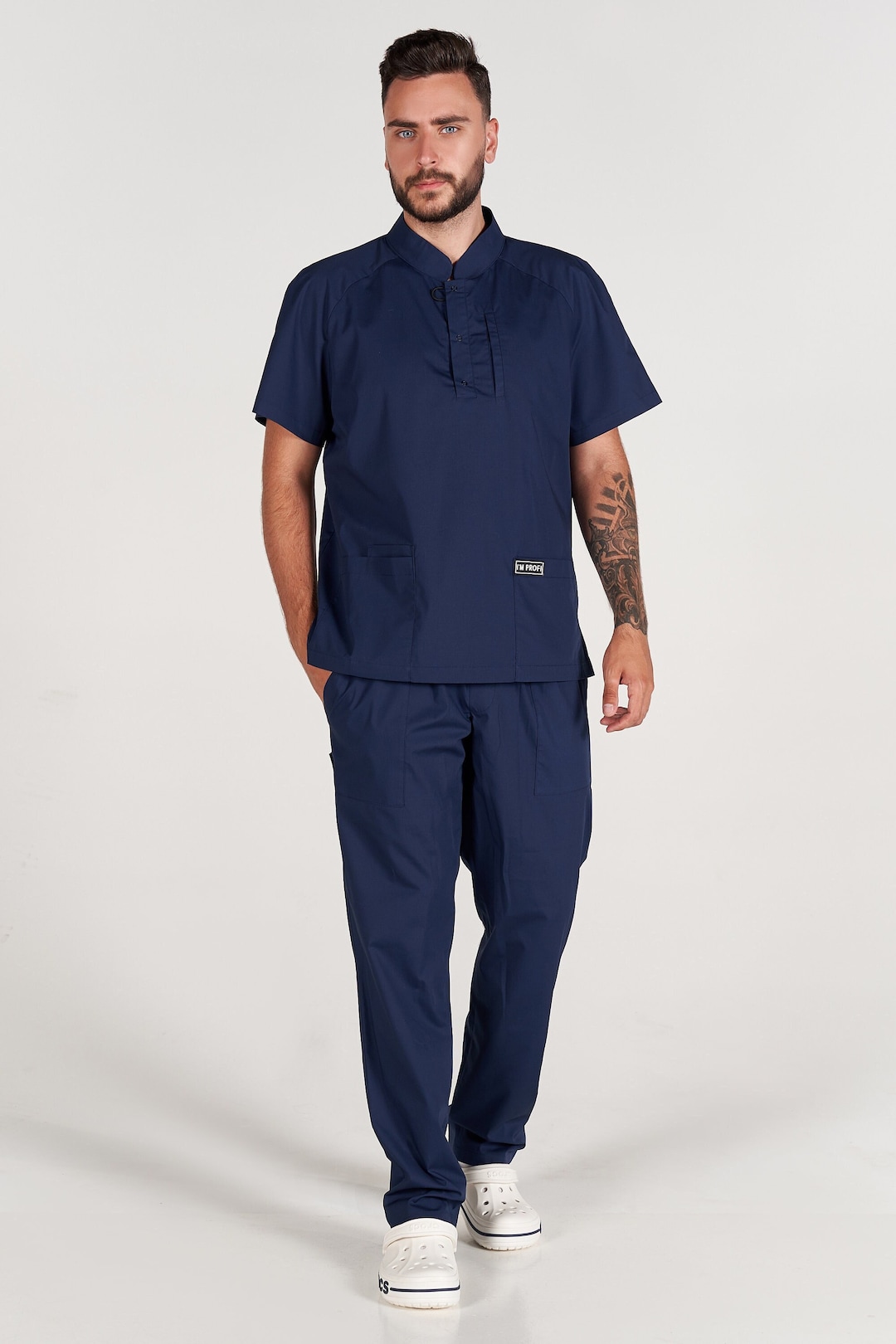 Men's Scrub Uniform Set of Doctor Pants and T-shirt, Scrubs Work ...