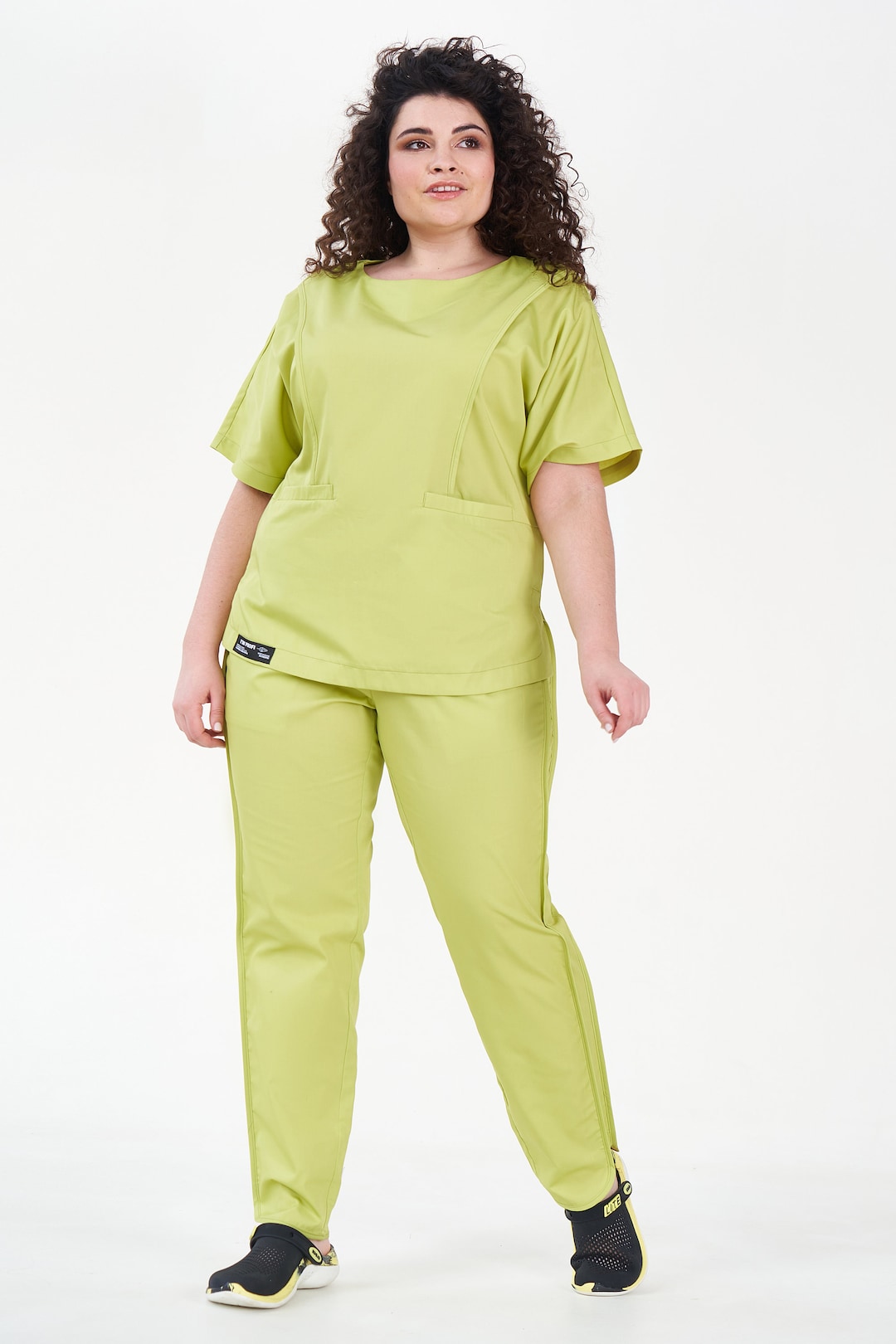Green Light Scrub Set of Lab Coat and Pants Doctor Scrub Uniform for ...