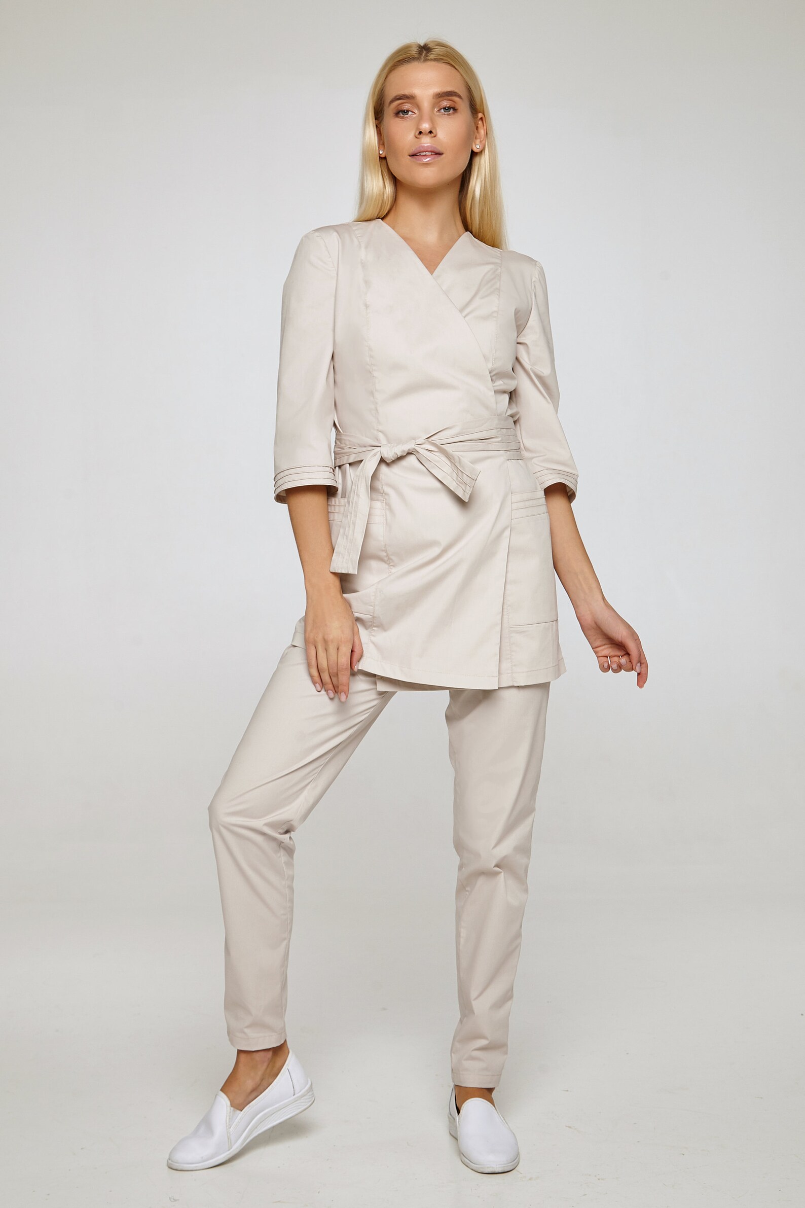 White Esthetician Wrap Uniform Women Nurse Scrub Uniform for Women ...