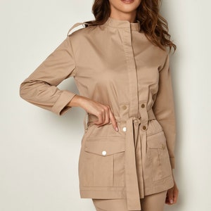 Beige Nurse Uniform Scrub Set Beautician Shirt and Pants Esthetician ...