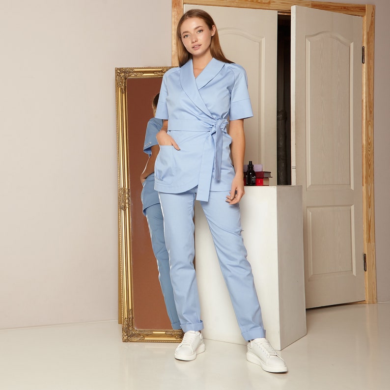 Beautician Wrap Uniform Women Dentist Clothing Nurse Uniform - Etsy