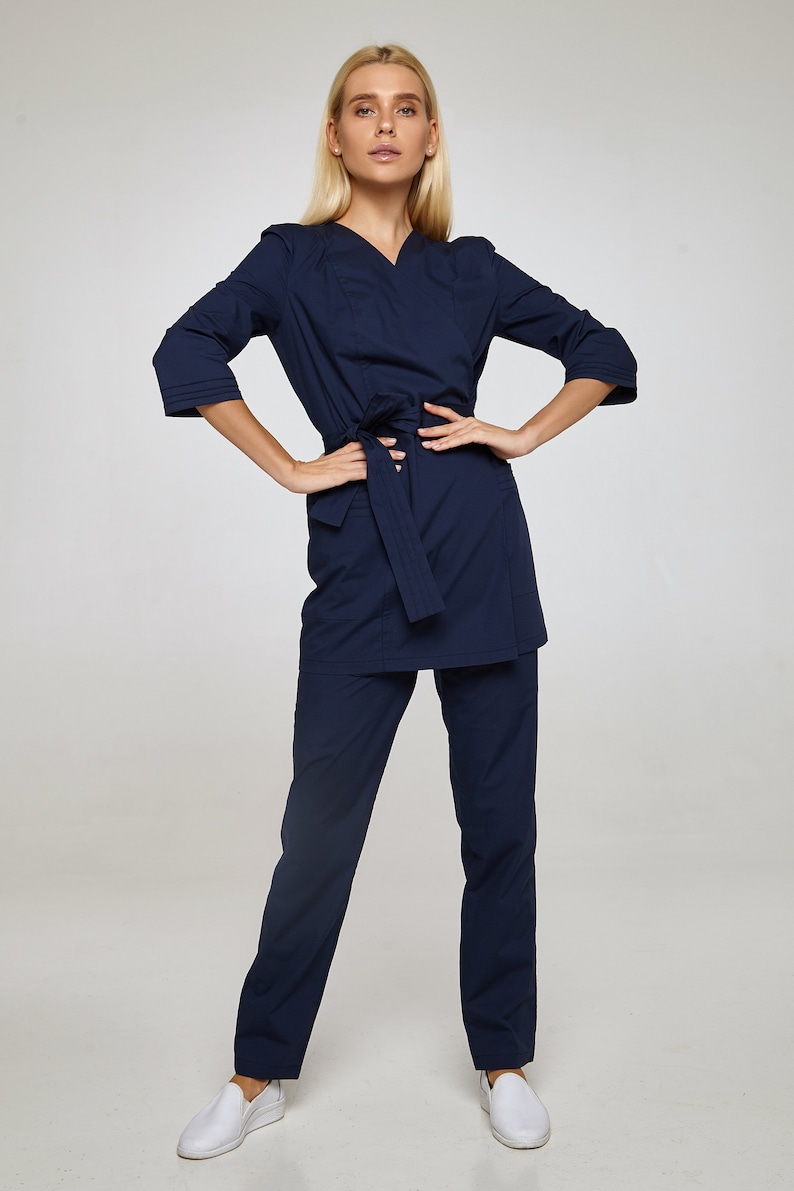 White Esthetician Wrap Uniform Women Nurse Scrub Uniform for Women ...