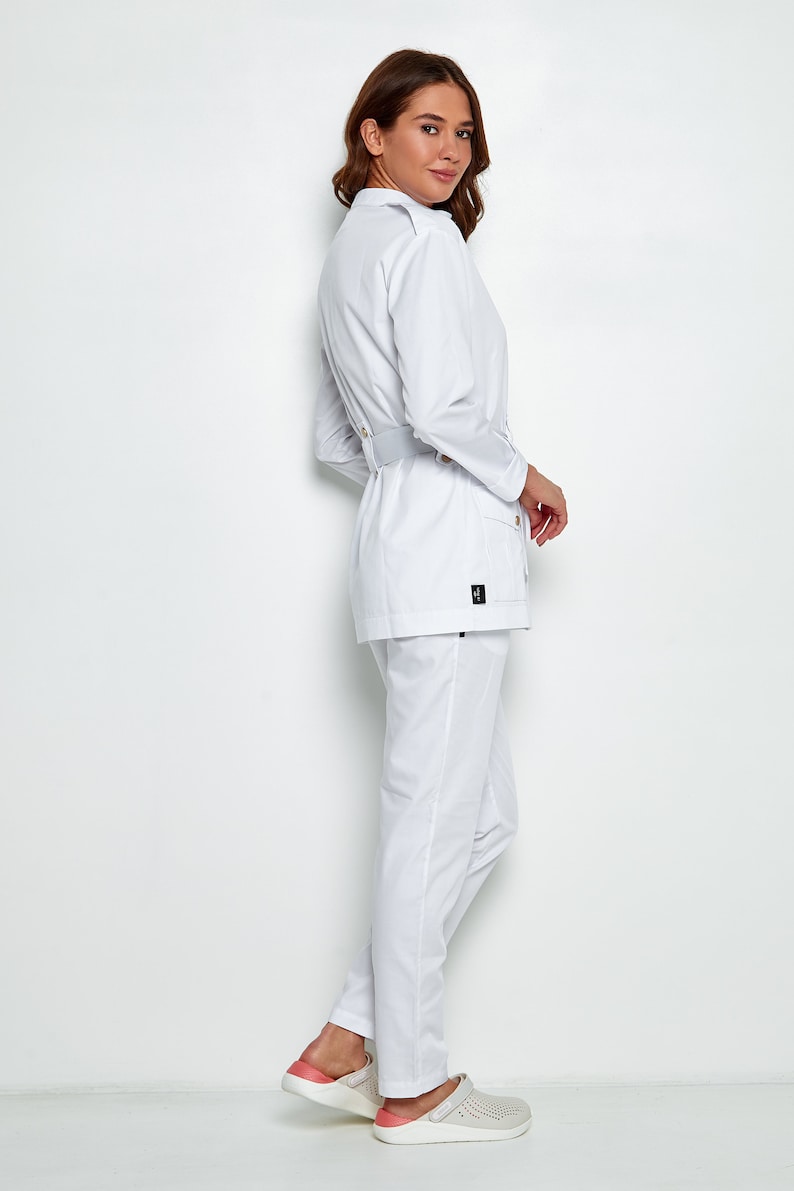 Beige Nurse Uniform Scrub Set Beautician Shirt and Pants Esthetician ...