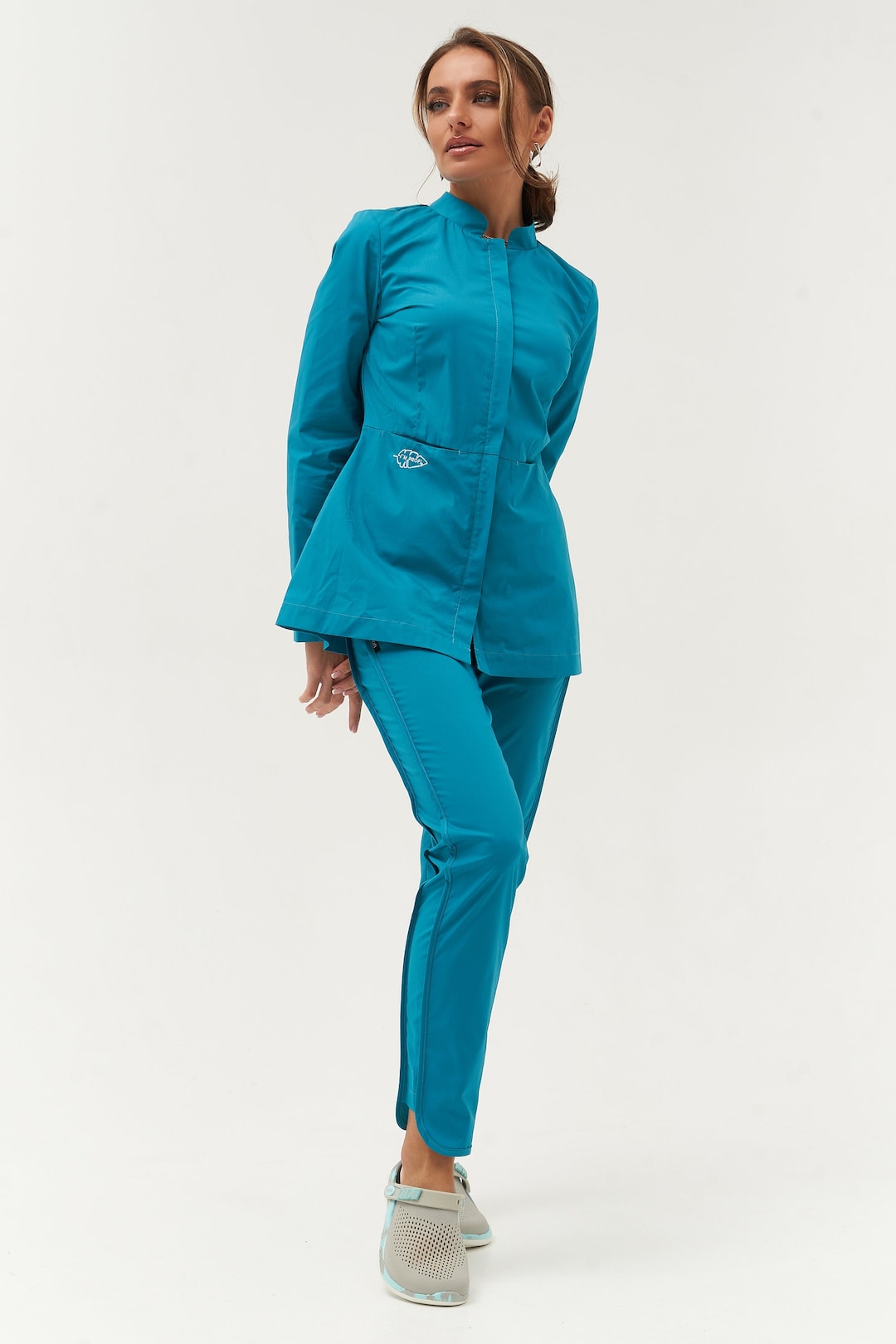 Mint Nurse Scrub Set of Lab Coat and Pants Uniform Scrub Set for ...