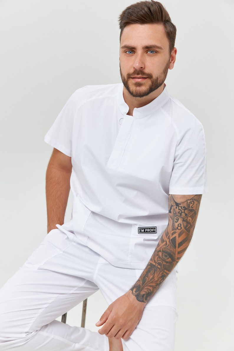 Men's Scrub Uniform Set of Doctor Pants and T-shirt, Scrubs Work ...