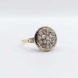 French Target Ring 18k Gold Set With 22 Rose Cut Diamonds 0.66 Carats ...