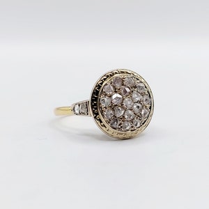French Target Ring 18k Gold Set With 22 Rose Cut Diamonds 0.66 Carats ...