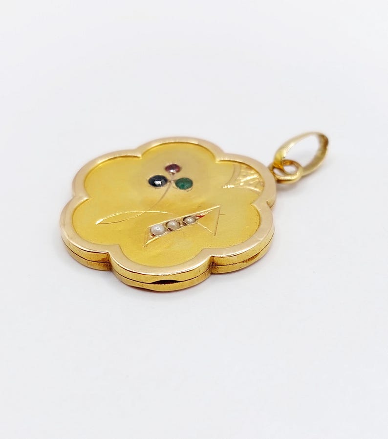 French Antique Secret Locket, Photo Holder Pendant 18k Gold Set With a ...