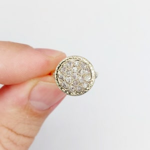 French Target Ring 18k Gold Set With 22 Rose Cut Diamonds 0.66 Carats ...