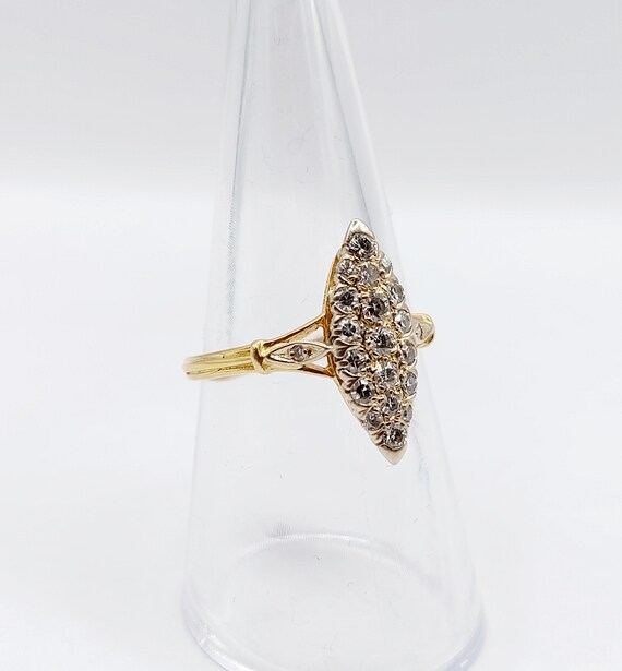 French antique marquise ring 18k gold set with 19 bri… - Gem