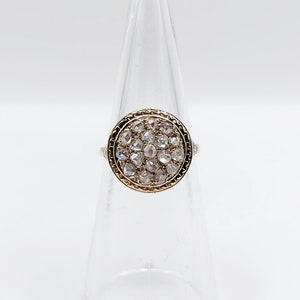French Target Ring 18k Gold Set With 22 Rose Cut Diamonds 0.66 Carats ...