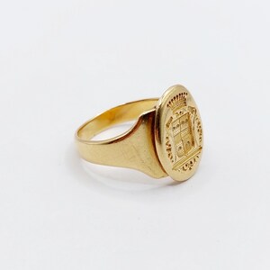 French Antique Signet Ring 18k Gold Finely Chiseled Coat of Arms and a ...