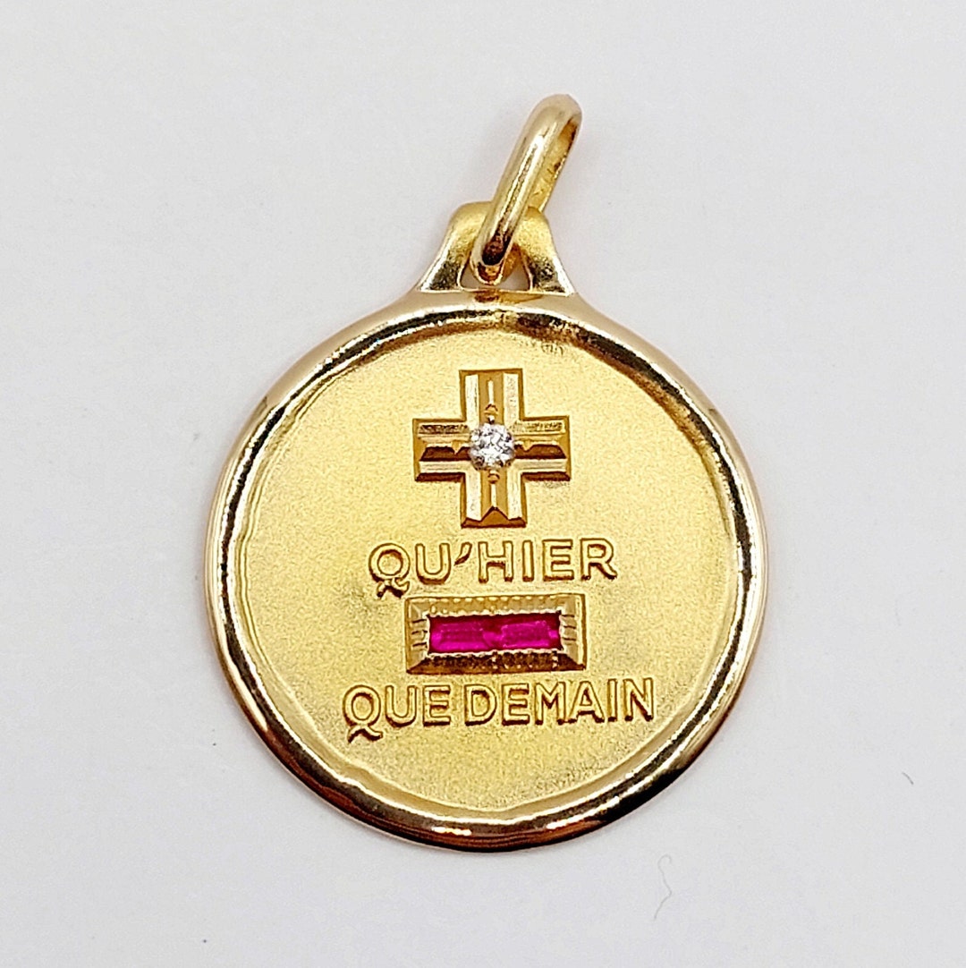 French Augis Love Charm 18k Gold "+ Qu'hier - Que Demain" L ...