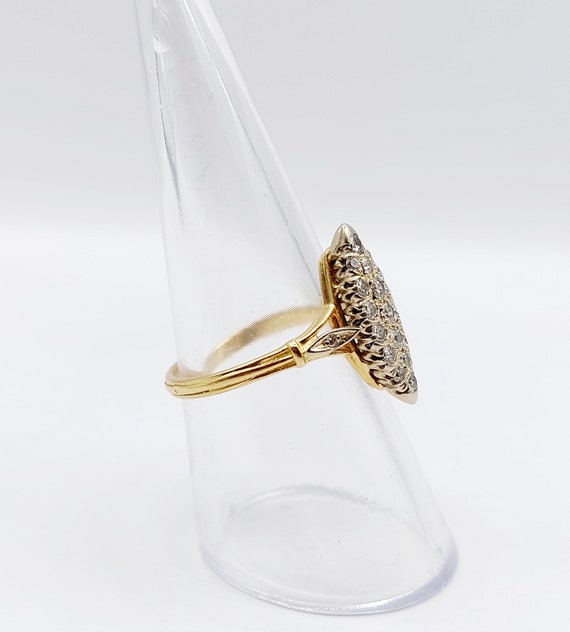 French antique marquise ring 18k gold set with 19 bri… - Gem