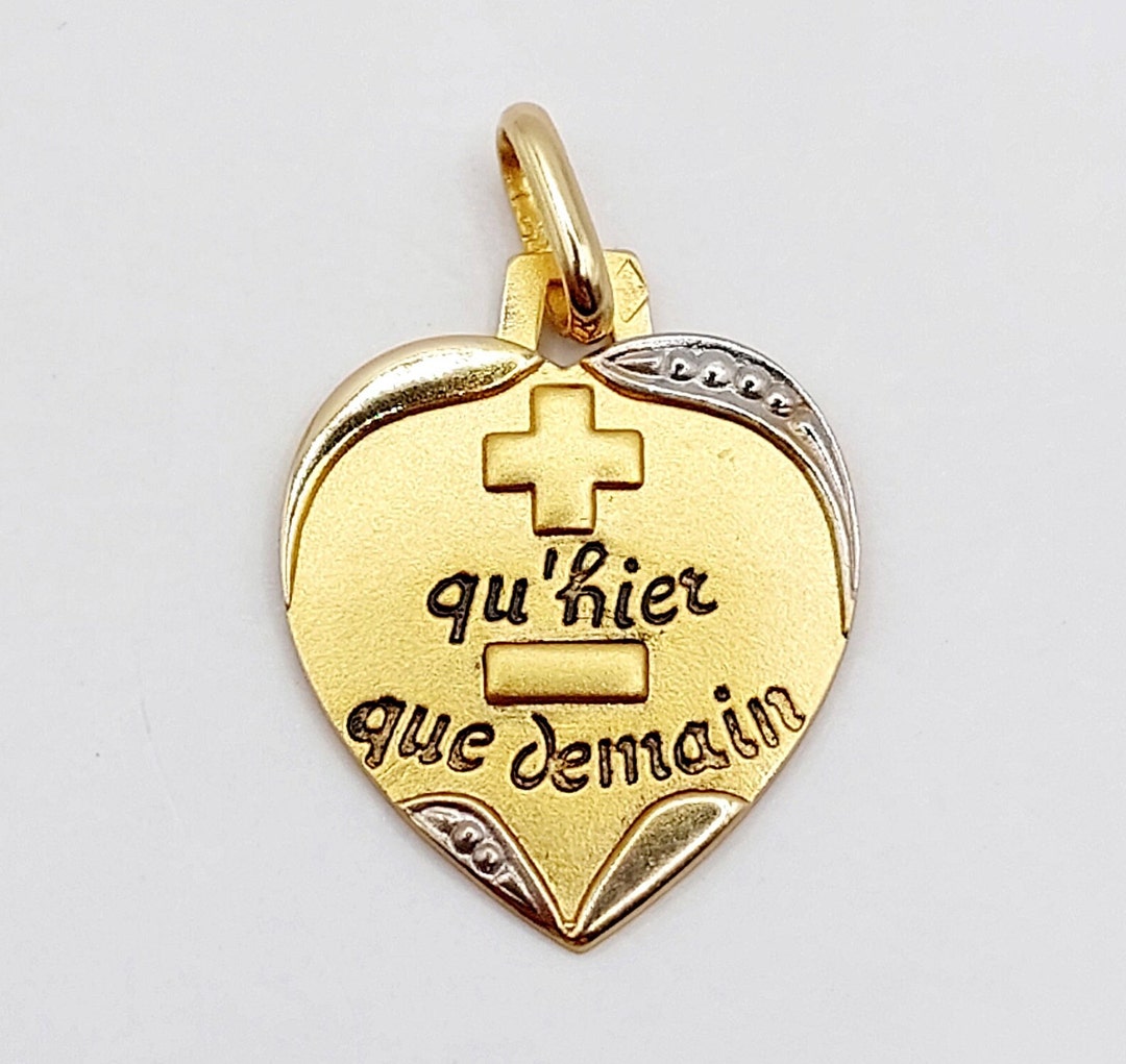French Augis Love Charm 18k Gold "+ Qu'hier - Que Demain" La ...