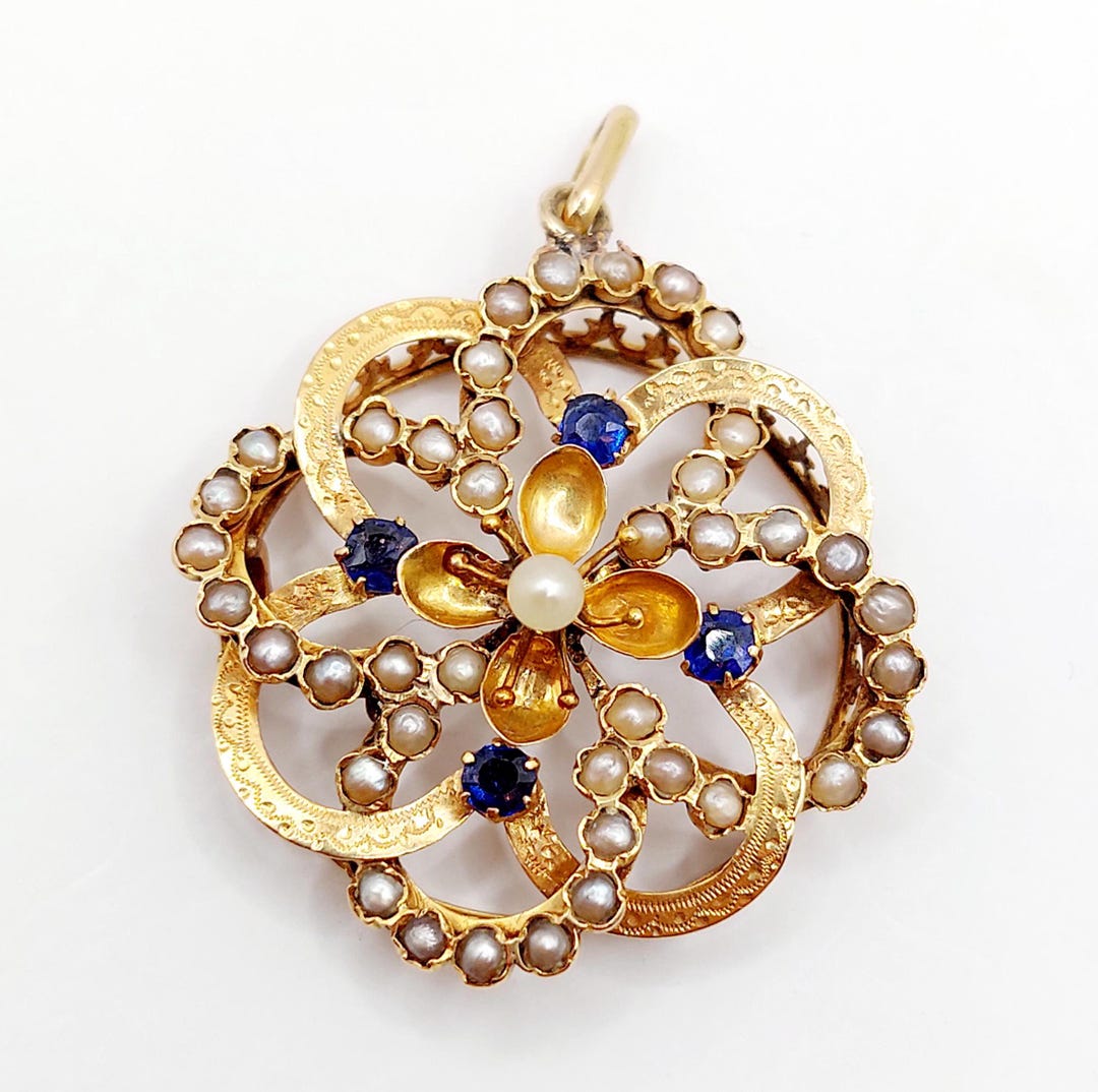 French XXL Victorian Pendant 18k Rose Gold Finely Crafted Flower ...