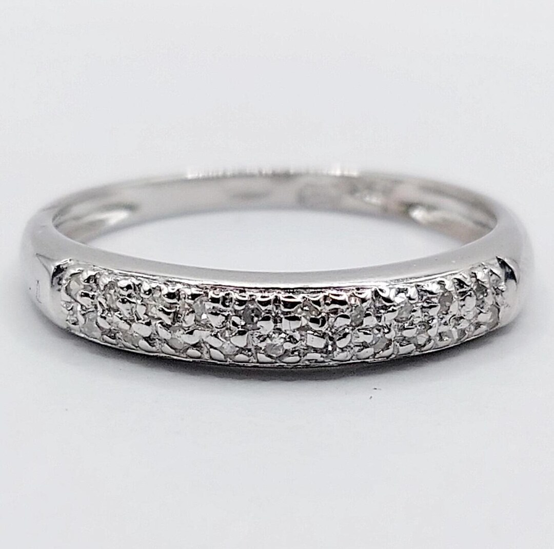 French Vintage Donut Ring 18k White Gold Set With a Pavé of Brilliant ...