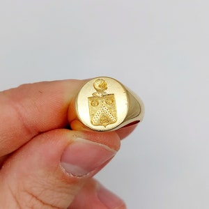 French Antique Signet Ring 18k Gold Coat of Arms Decorated With an ...