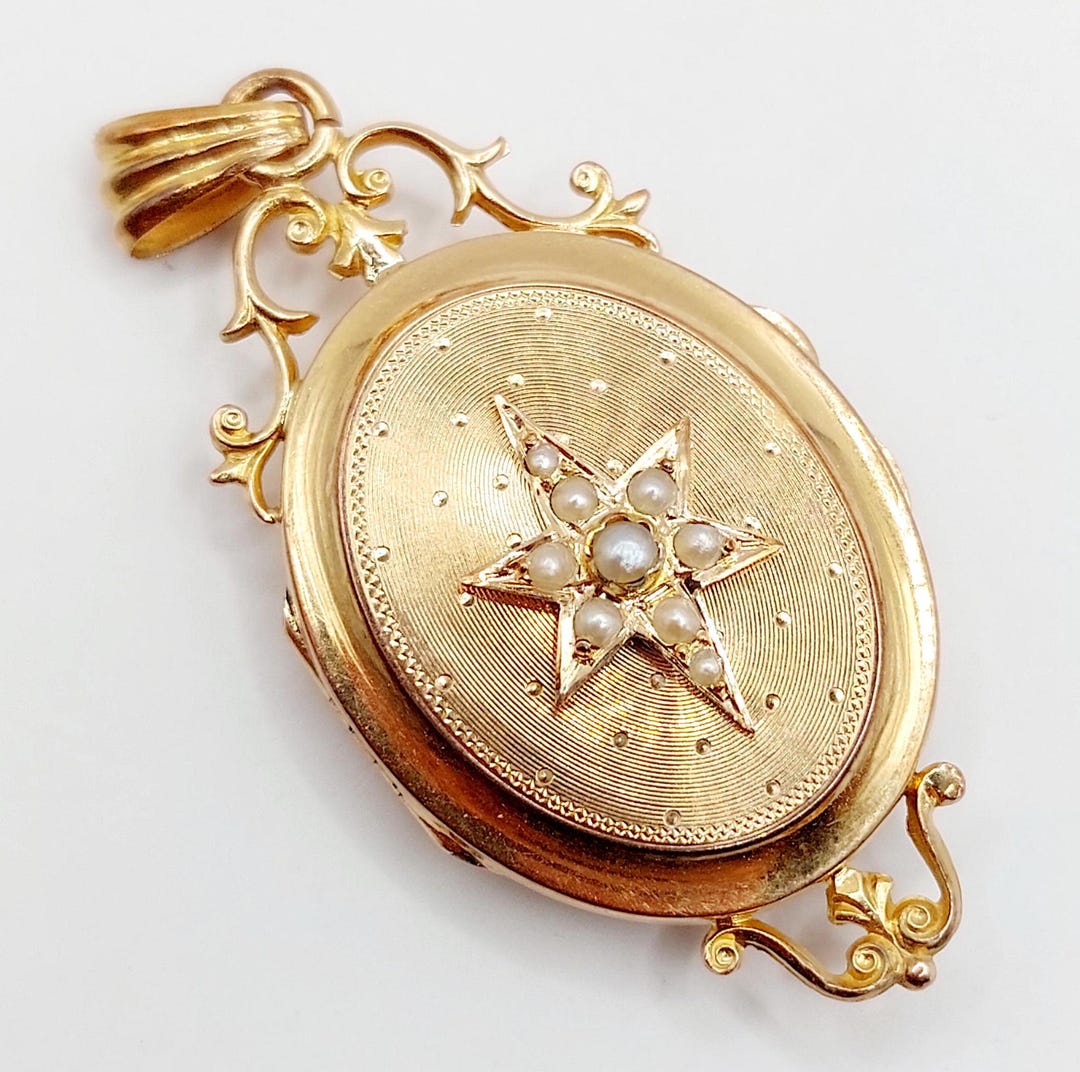 French Antique Secret Locket, Photo Holder Pendant 18k Rose Gold With a ...