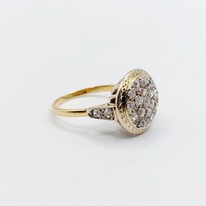 French Target Ring 18k Gold Set With 22 Rose Cut Diamonds 0.66 Carats ...