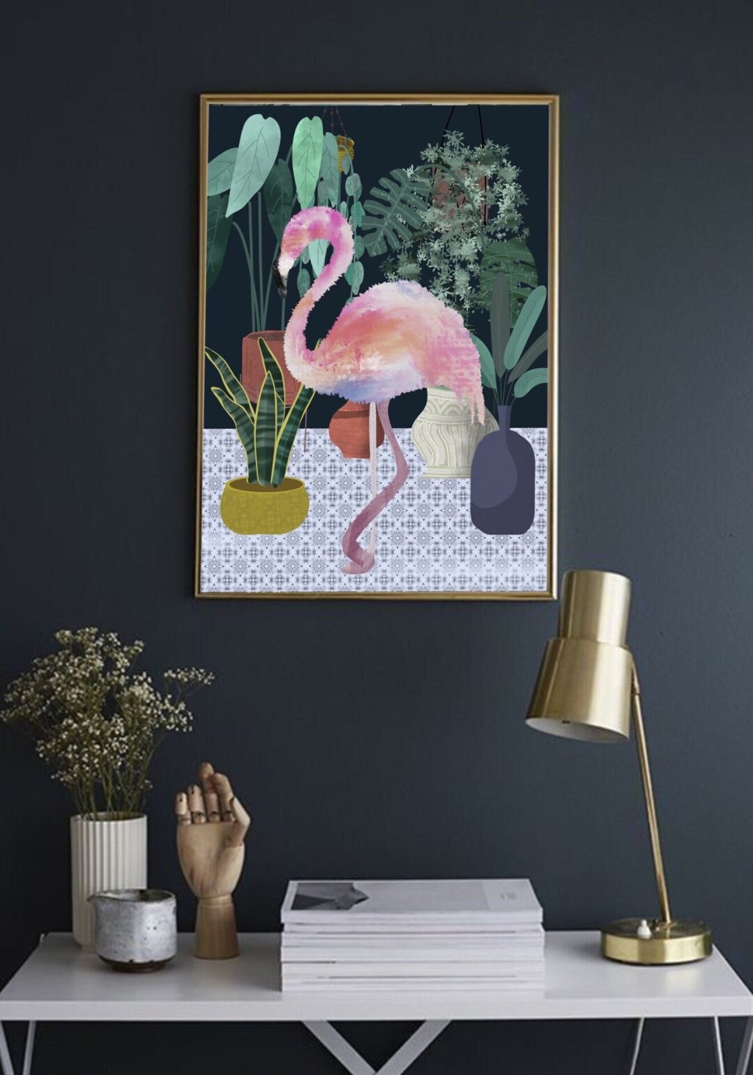 Boho Flamingo Pots. Poster Matt Finish - Etsy