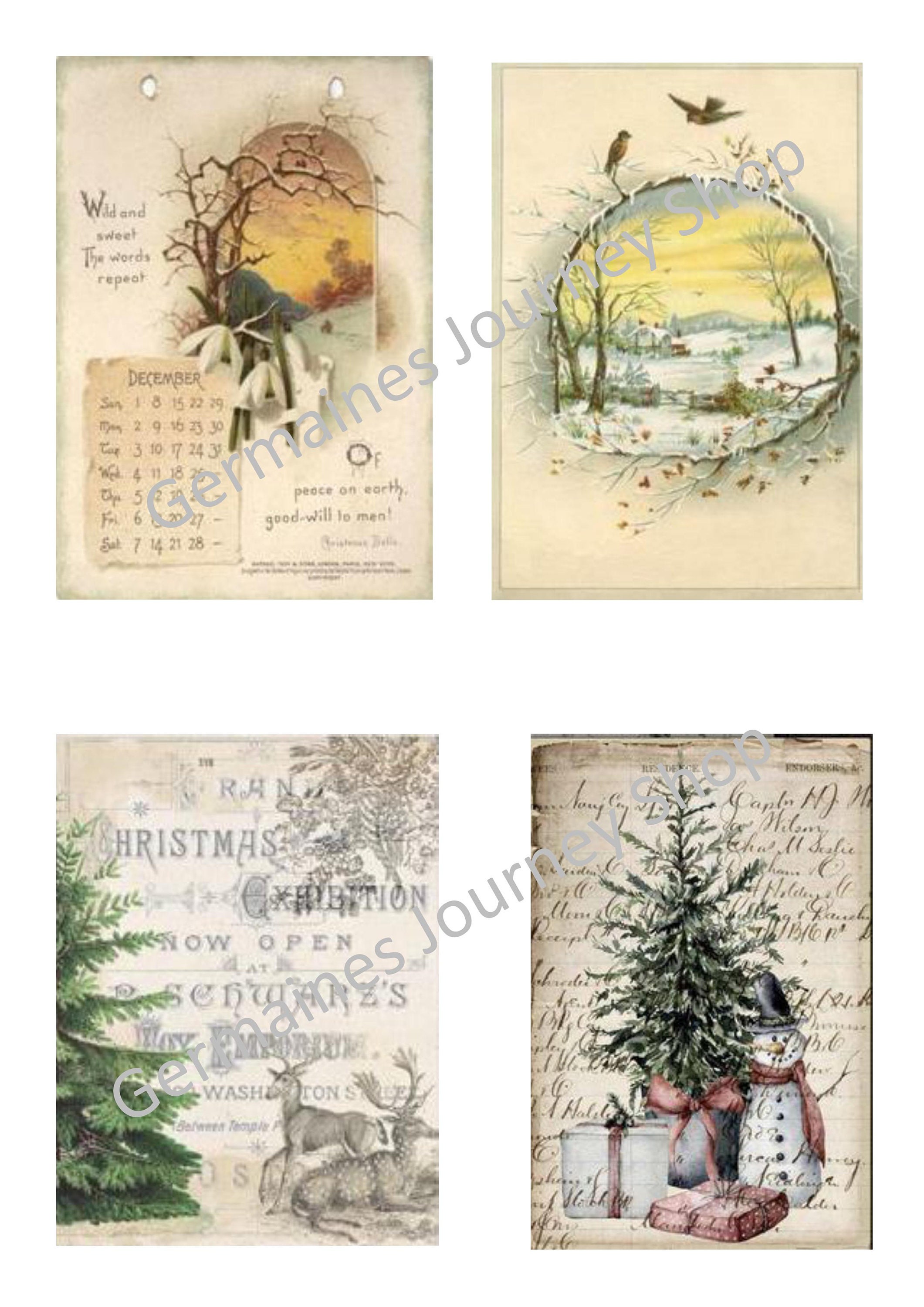 Printable Vintage Winter/ Christmas Journaling Cards - Etsy