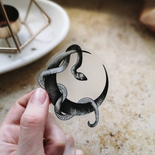 Moon Serpent Sticker semi-transparent - Etsy