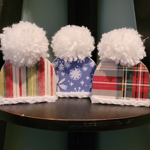 Christmas Decor, Winter Decor, Winter Hat Decor, Wood Winter Hats, Home ...