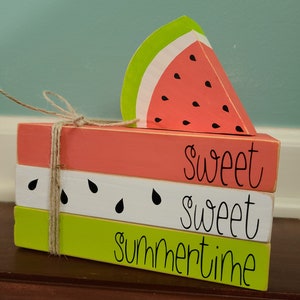 Mini Book Stack, Summer Decor, Wood Books, Wood Decor, Farmhouse Decor ...