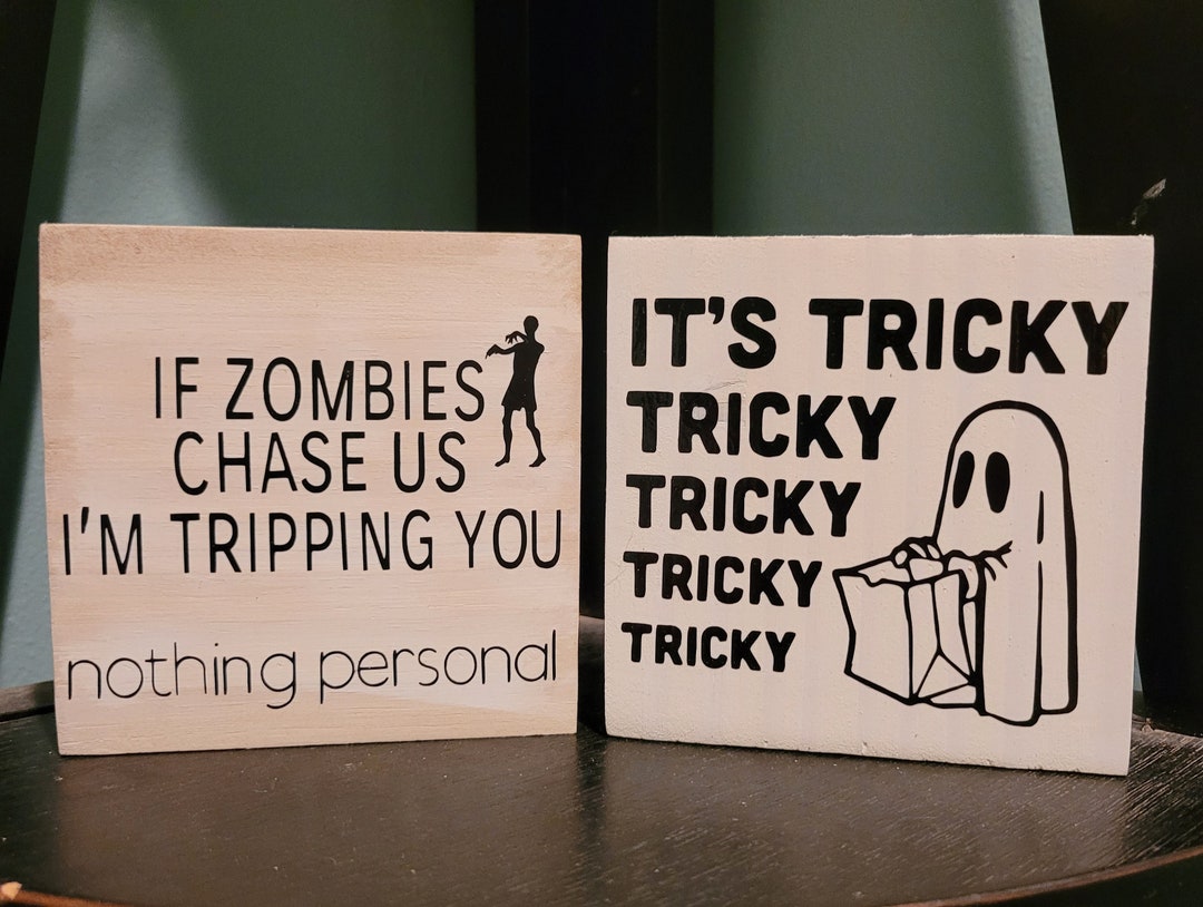 Halloween Decor, Funny Decor, Mini Signs, Tiered Tray Decor, Home Decor ...