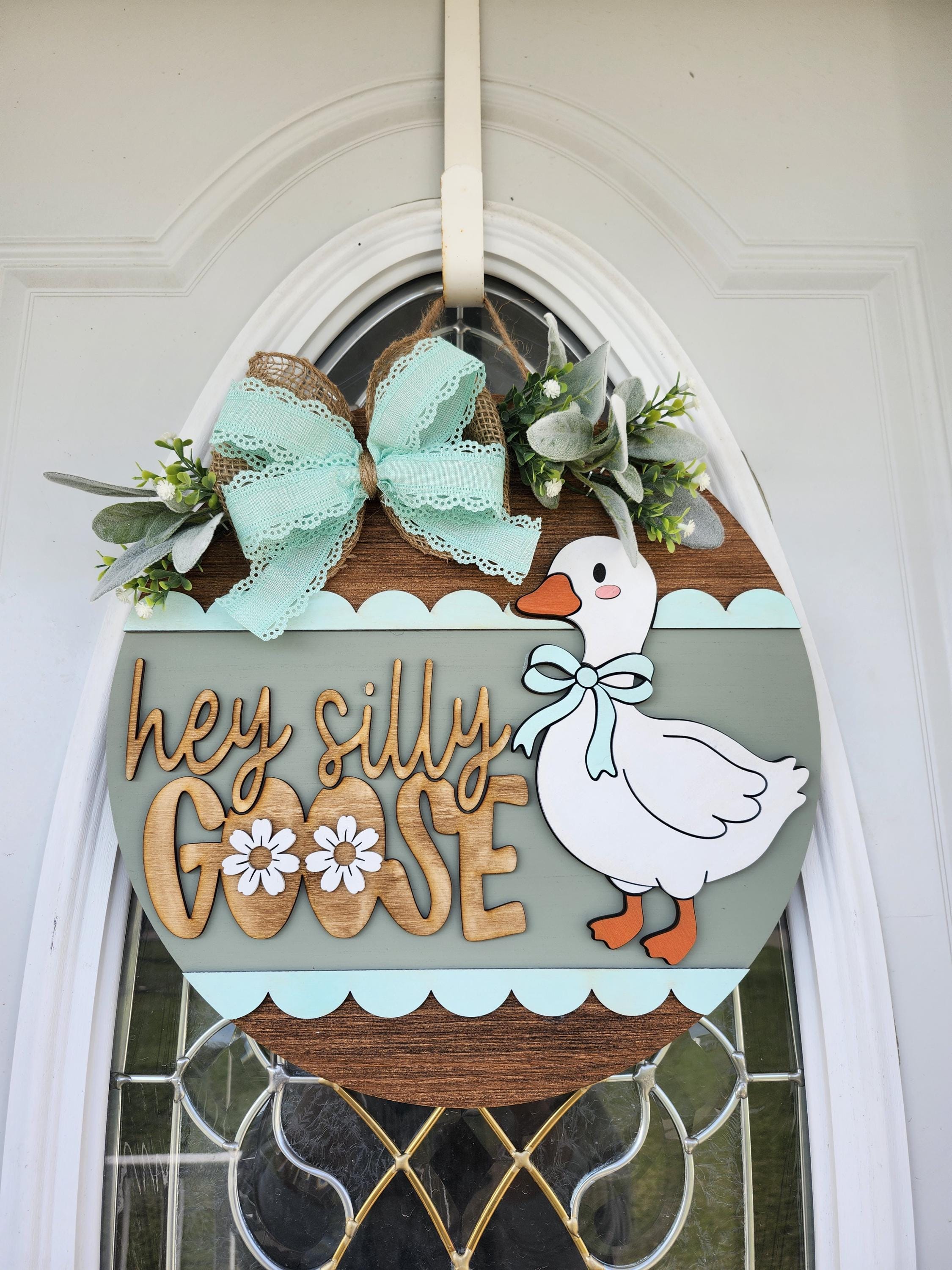 Door Hanger, Silly Goose Door Sign, Door Wreath, Wood Wreath, Front ...