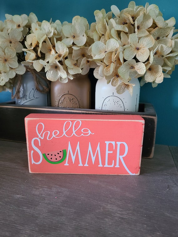 Summer Decor Hello Summer Wood Decor Home Decor Farmhouse | Etsy