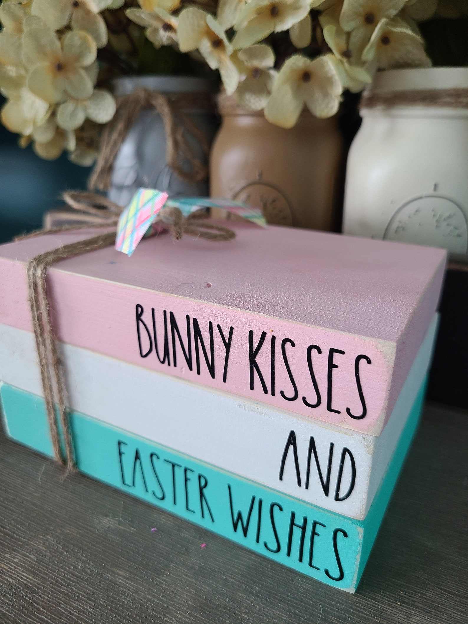 Easter Mini Book Stack, Mini Book Stack, Easter Decor, Wood Books, Wood ...