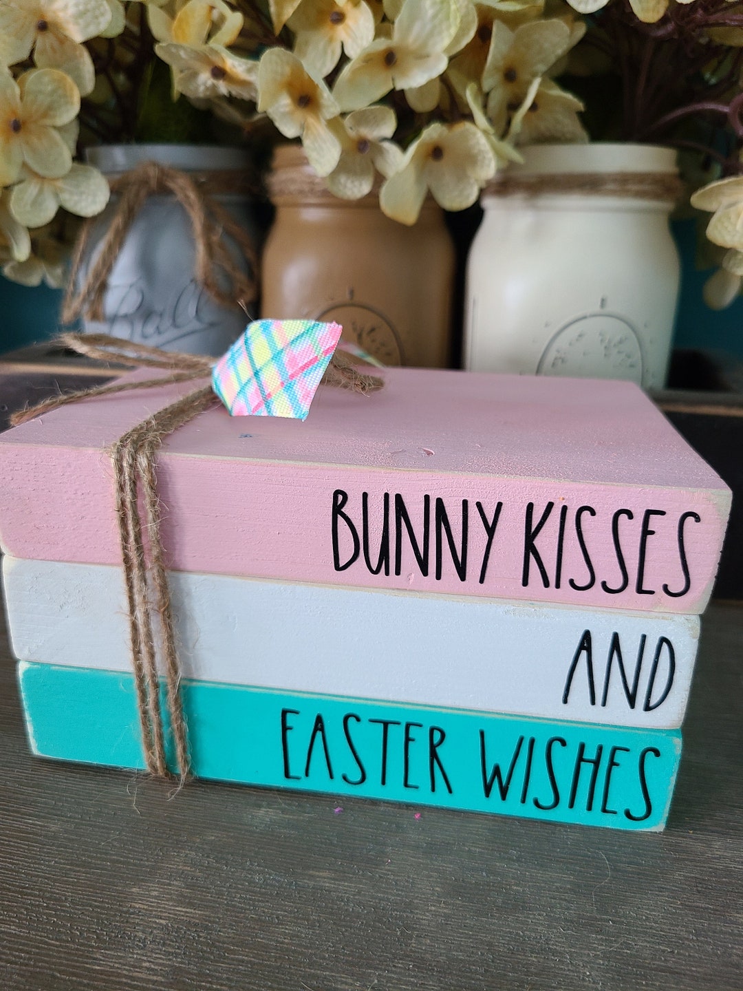 Easter Mini Book Stack, Mini Book Stack, Easter Decor, Wood Books, Wood ...