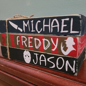 Halloween Decor, Mini Book Stacks, Wooden Books, Tiered Tray Decor ...