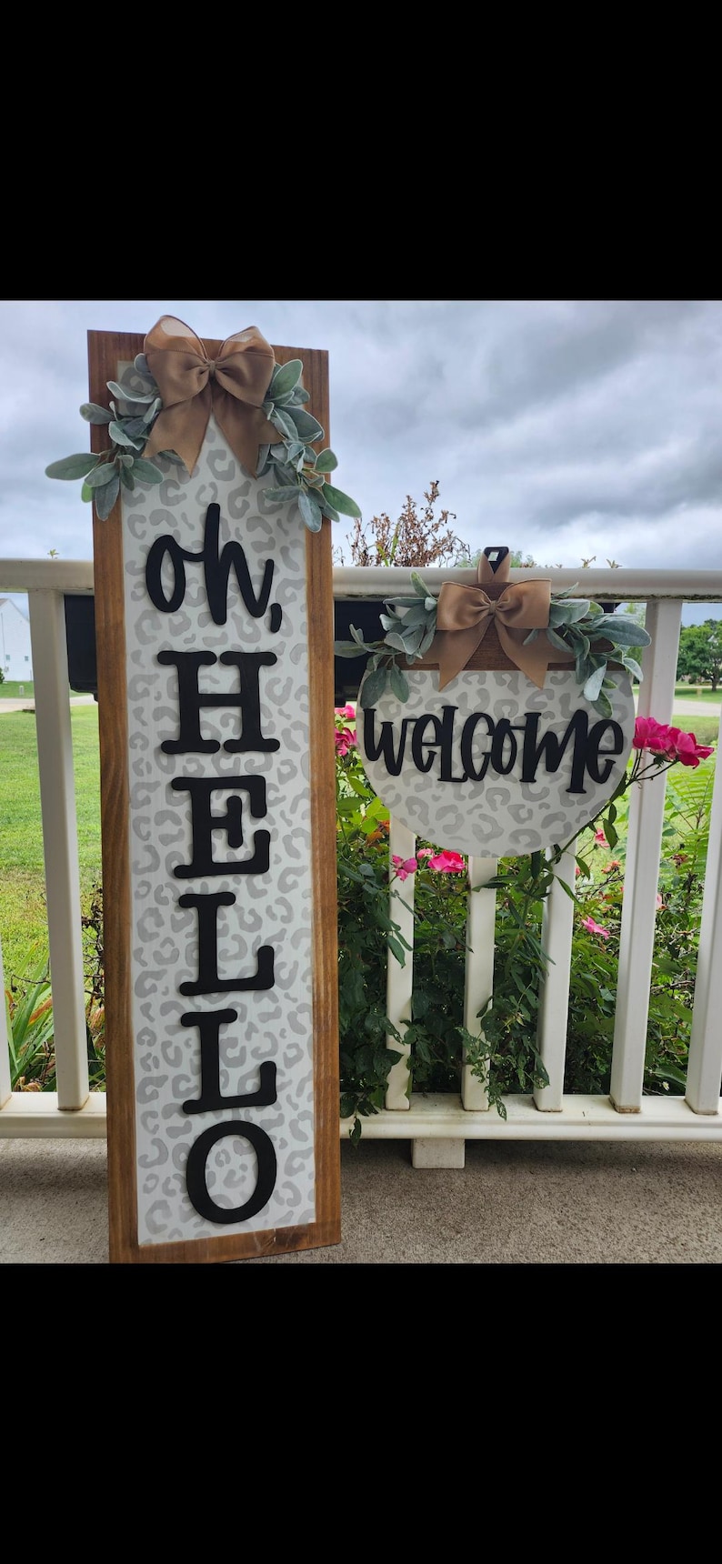 Oh Hello Porch Leaner, Welcome Door Hanger, Front Door Decor, Front ...