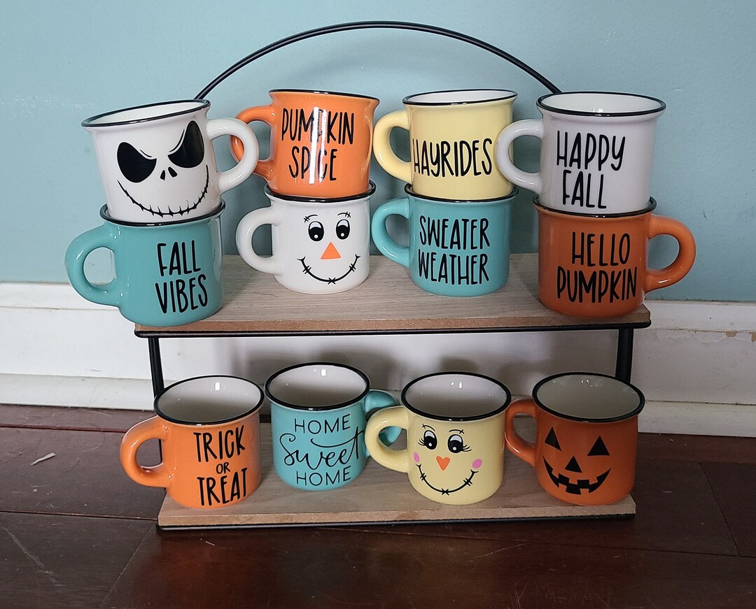 Mini Mugs, Fall Mini Mugs, Fall Decor, Tiered Tray Decor, Mini Decor ...