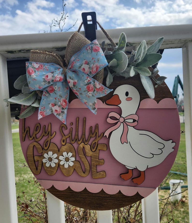 Door Hanger, Silly Goose Door Sign, Door Wreath, Wood Wreath, Front ...