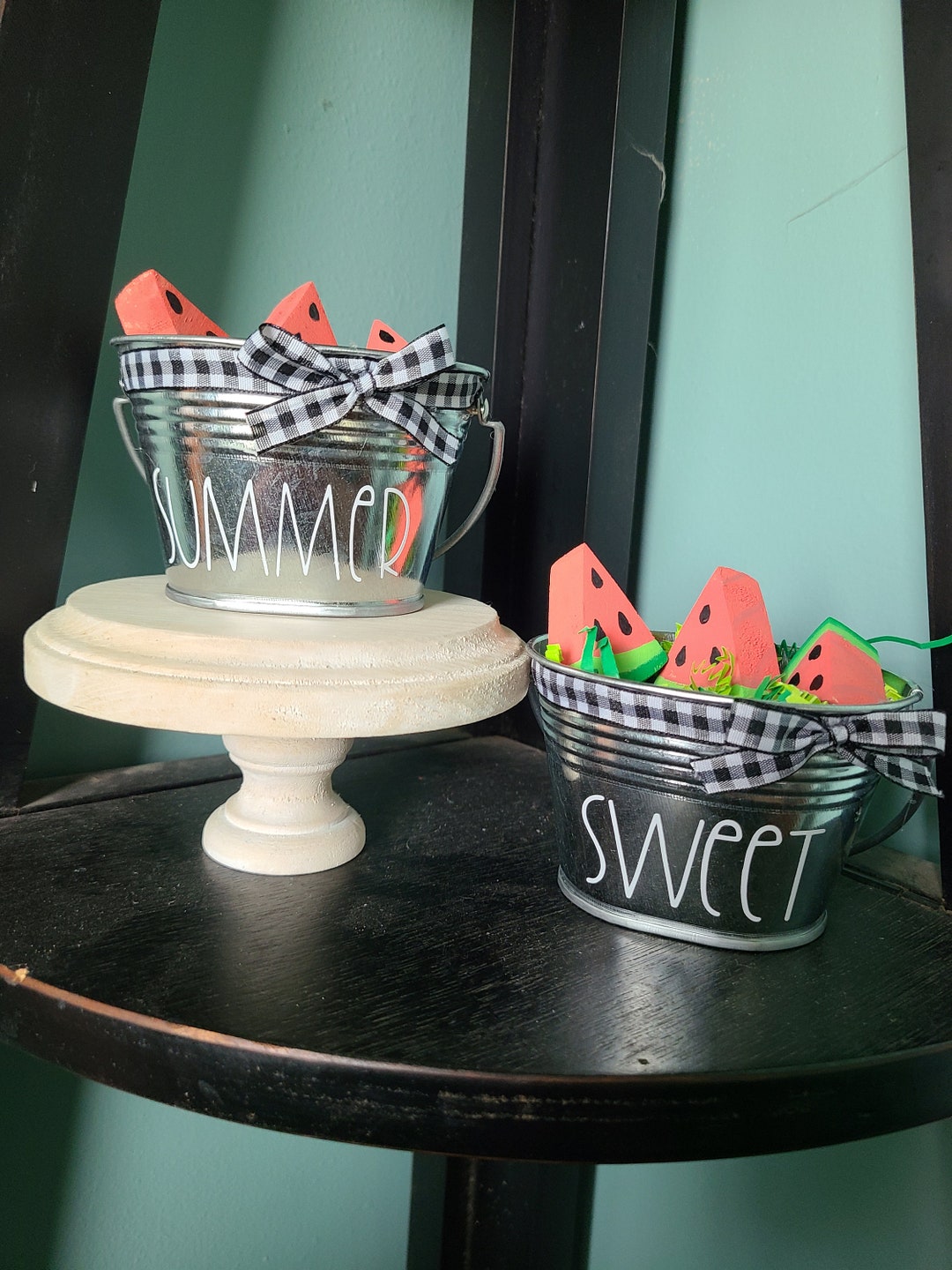 Summer Decor, Watermelon Decor, Mini Wood Watermelons, Mini Decor, Home ...