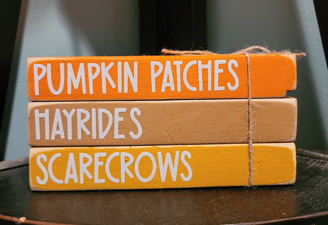 Mini Book Stack, Fall Decor, Fall Book Stack, Tiered Tray Decor, Home ...