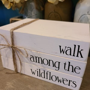 Mini Book Stack, Spring Decor, Wood Books, Wood Decor, Farmhouse Decor ...