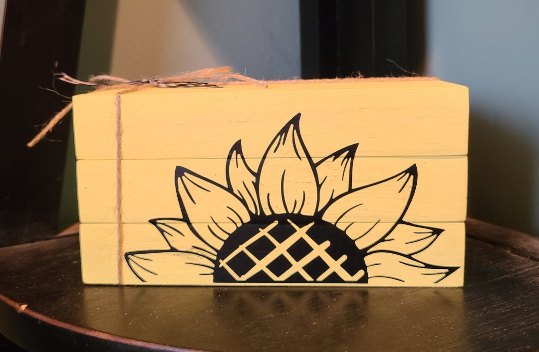 Sunflower Book Stack, Mini Book Stack, Sunflower Decor, Home Decor ...