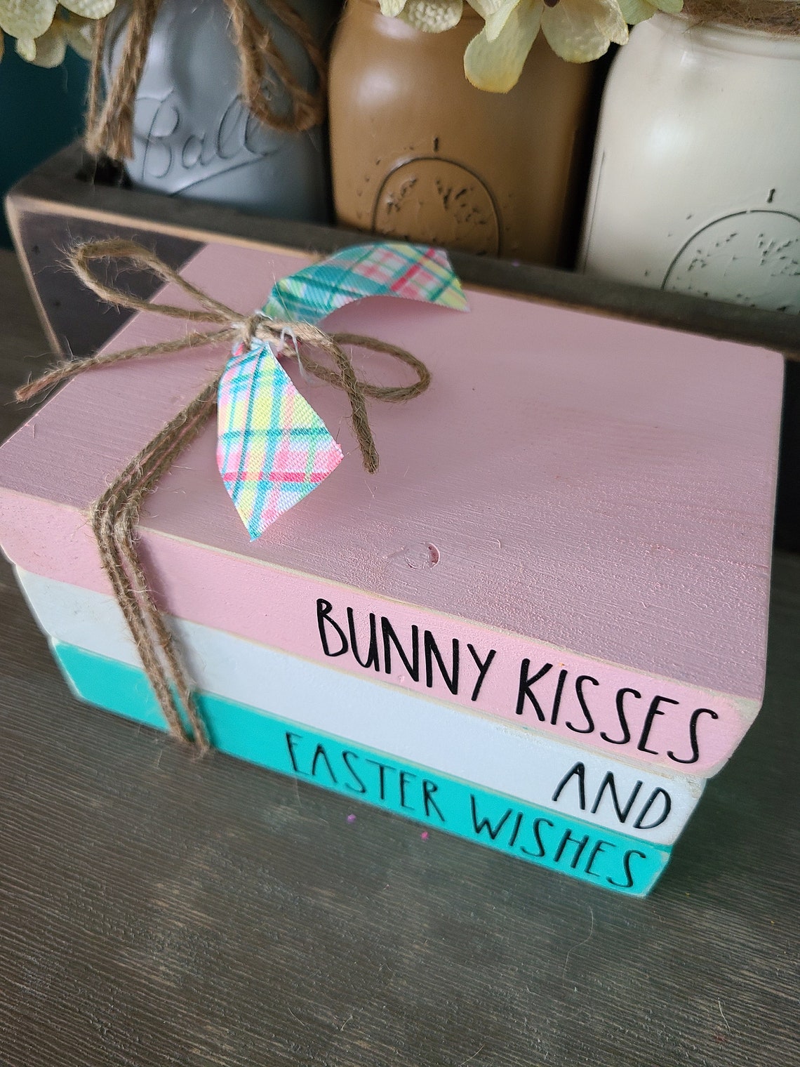 Easter Mini Book Stack, Mini Book Stack, Easter Decor, Wood Books, Wood ...