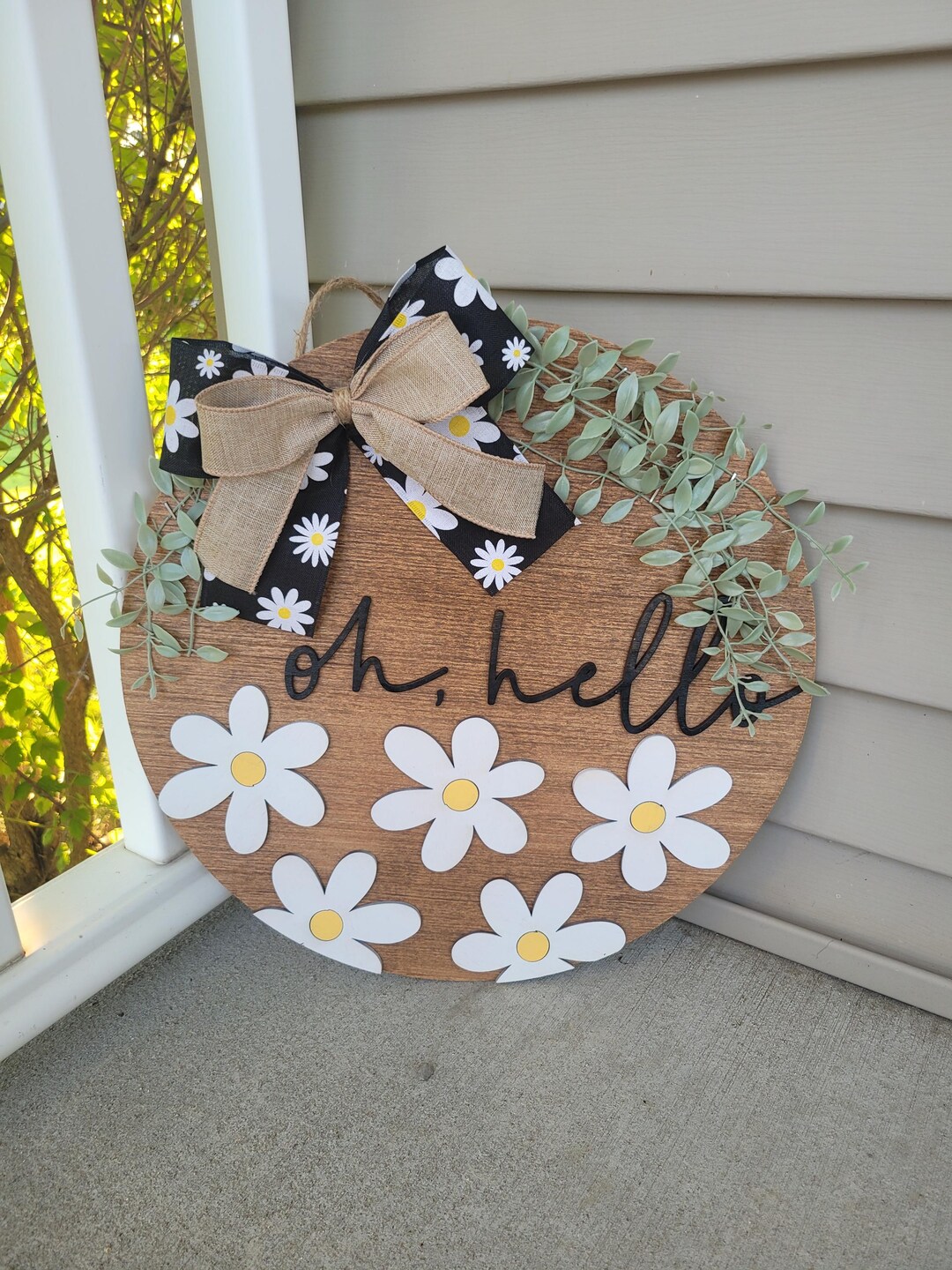 Oh Hello Door Sign, Front Door Decor, Front Door Hanger, Home Decor ...