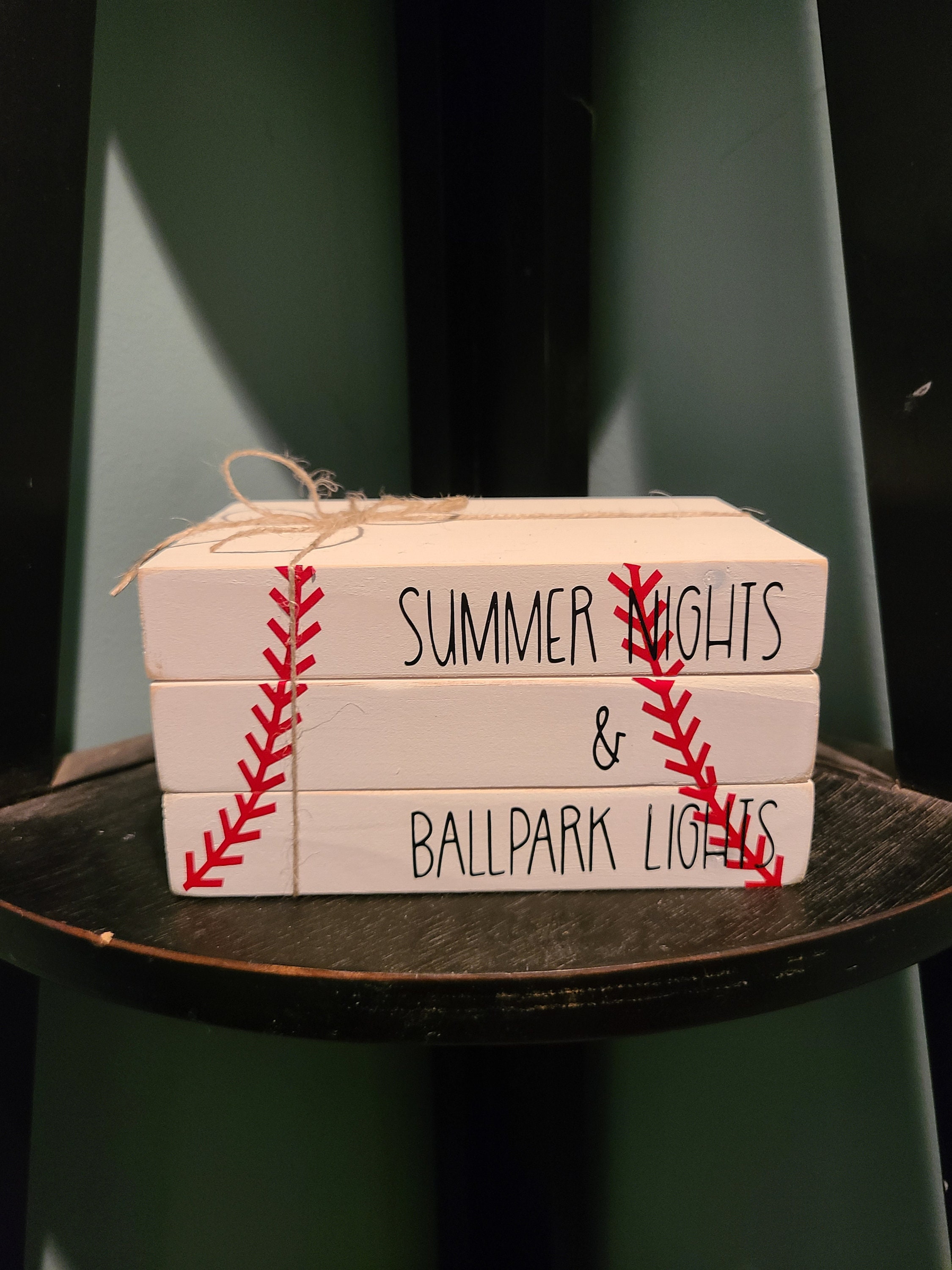 Summer Decor, Baseball Decor, Mini Book Stack, Book Stack, Farmhouse ...
