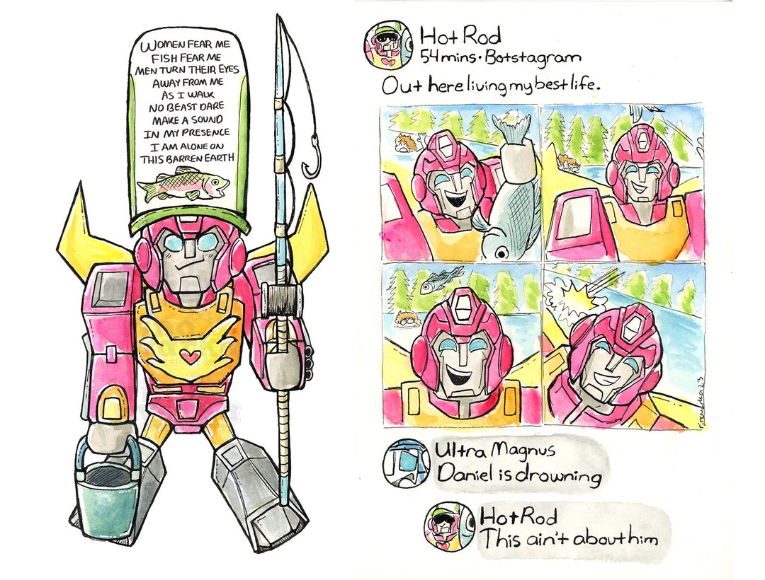 G1 Hot Rod Transformers Watercolor Art Original - Etsy