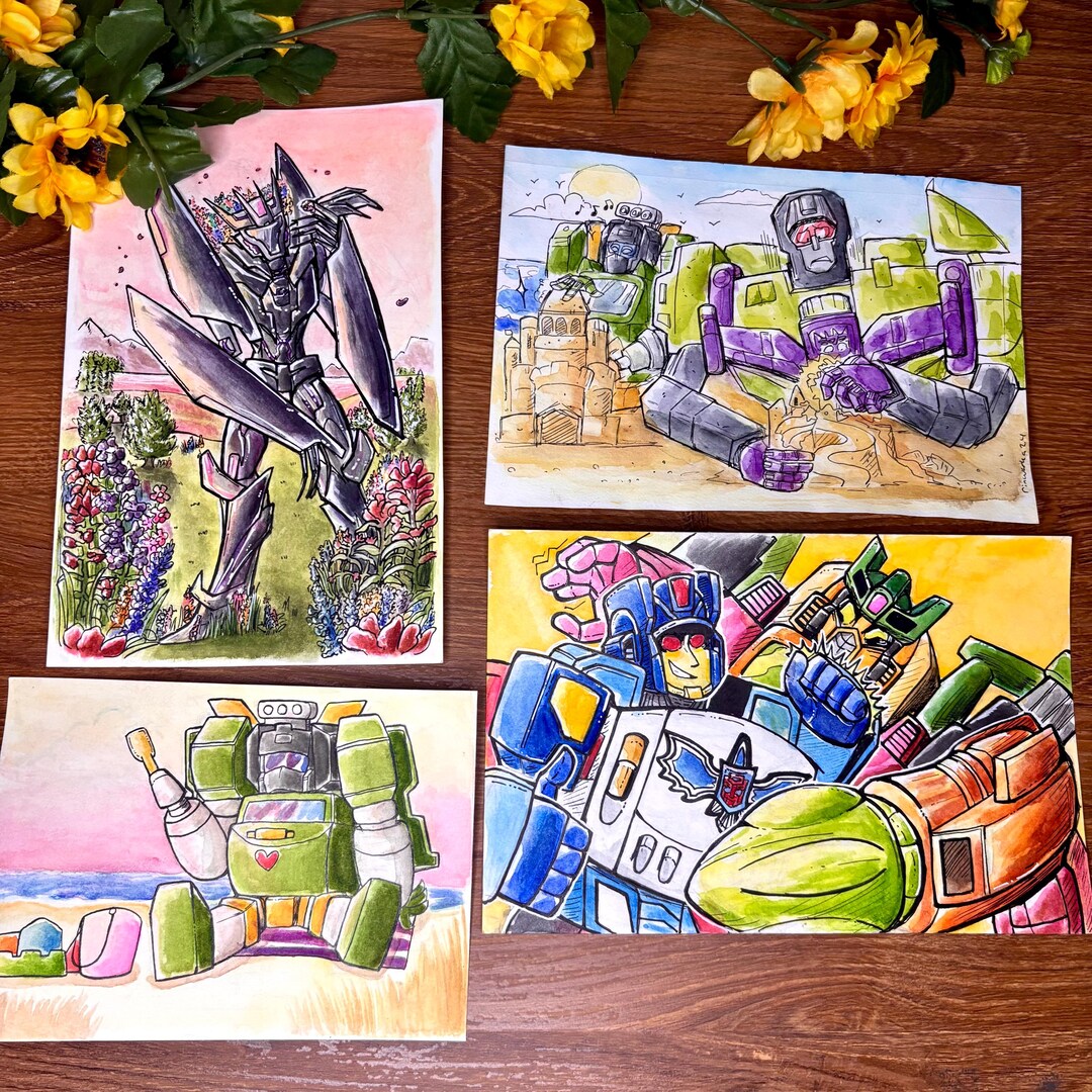 Assorted Transformers Watercolor Pieces - TFP Soundwave, G1 Hoist and ...