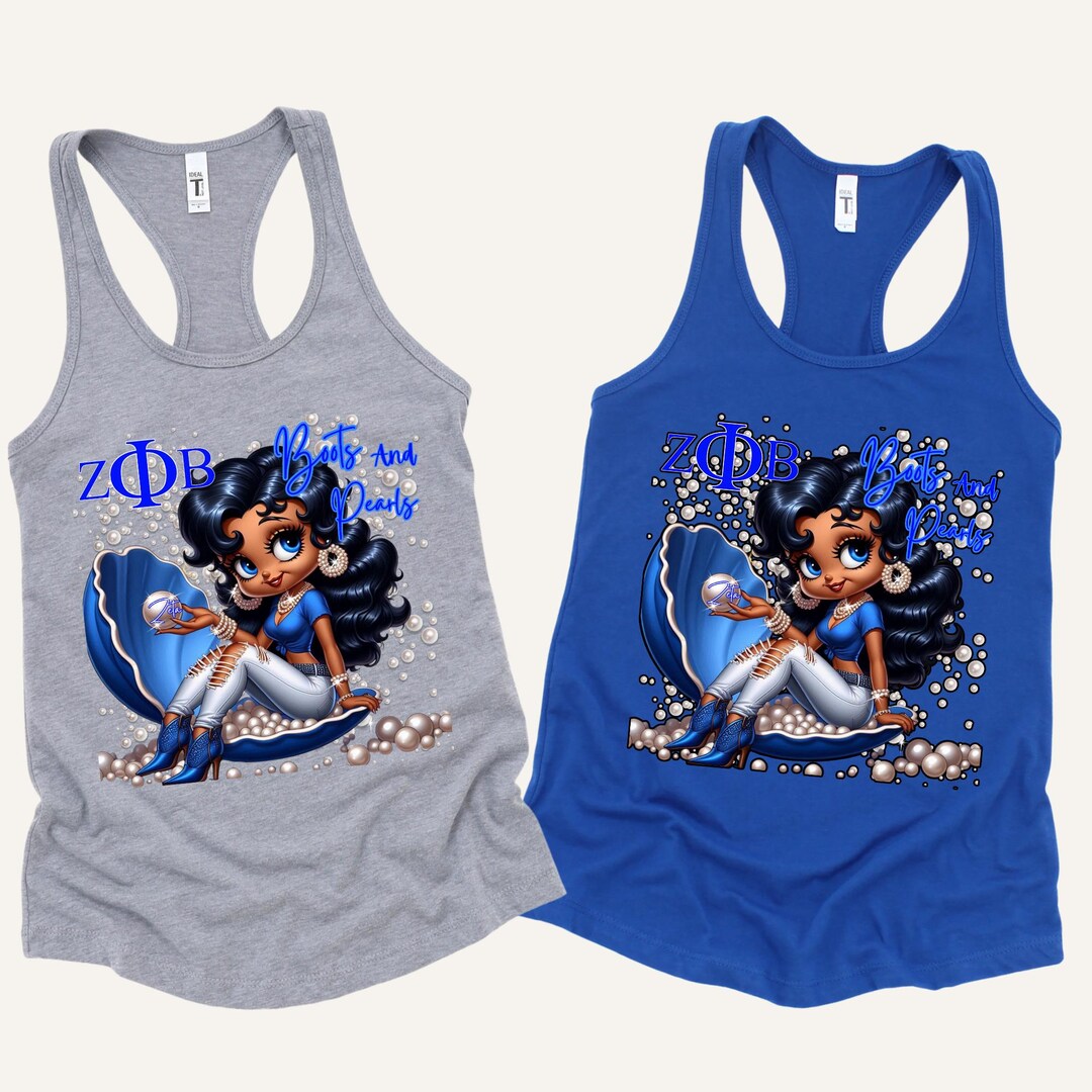 Zeta Phi Beta Boots and Pearls Tank Top for ZPB Shirt Zeta Tank Top ...