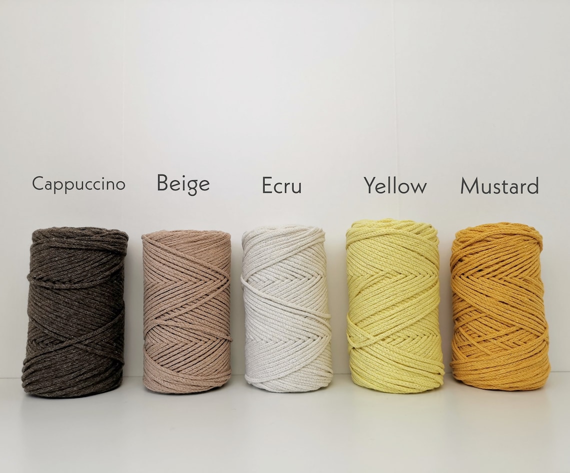 3mm BRAIDED COTTON CORD, Macrame String, Macrame Cotton Cord, Braided ...