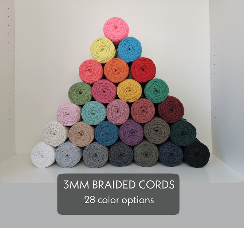 3mm BRAIDED COTTON CORD, Macrame String, Macrame Cotton Cord, Braided ...